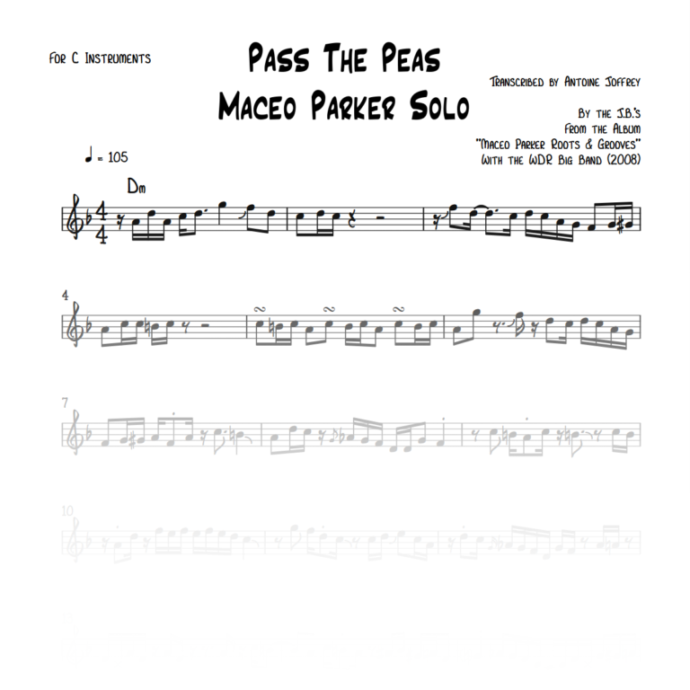 Pass The Peas - Maceo Parker solo transcription